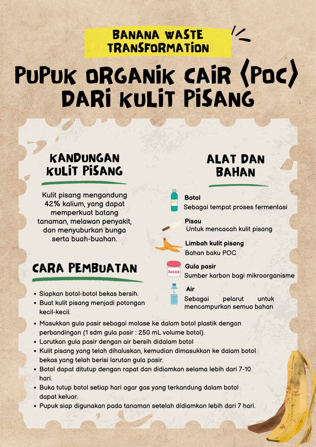 Mahasiswa KKN UNDIP Olah Limbah Kulit Pisang Jadi POC (Pupuk Organik Cair) - Universitas Diponegoro